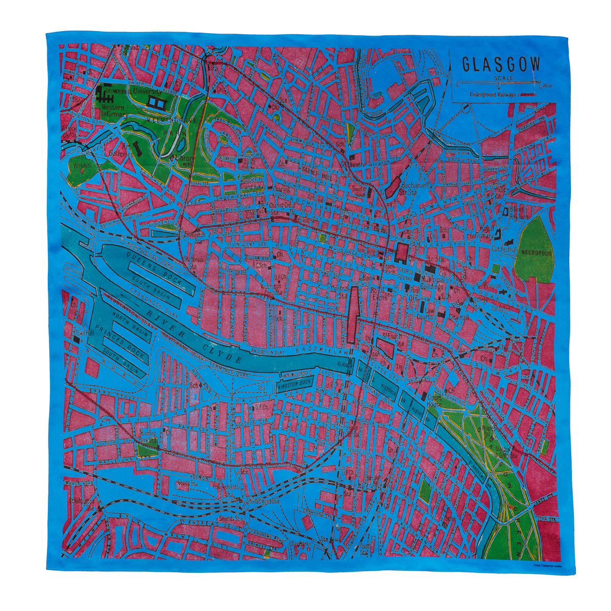 Glasgow City on Cloth Map Scarf – Helen Chatterton textiles