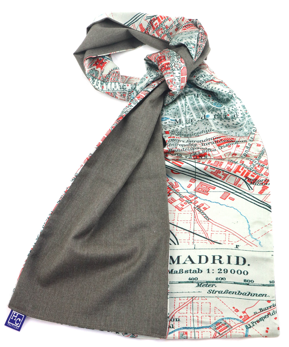City on Cloth Wool/Silk scarf. Madrid – Helen Chatterton textiles